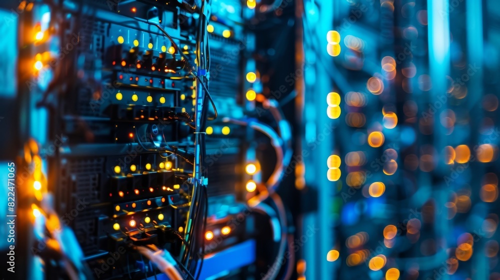 The data center is powered by a complex network of wires and cables ...