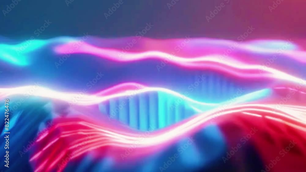 Visualizing a twisting low poly DNA strand glowing with neon ...