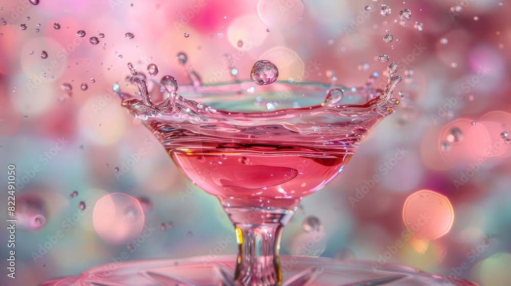 water drop splash in a glass rose colored. --ar 16:9 Job ID: 3110c88f ...