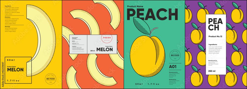 Set of labels, posters, and price tags features line art designs of ...