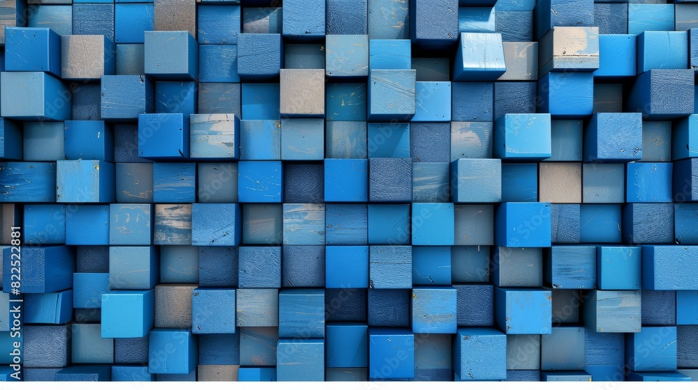 A close-up of a mosaic wall, composed of varied color blocks of ...