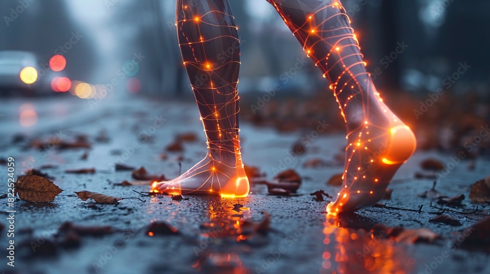 Illuminated Muscular Leg Anatomy: Futuristic Neon Lights Highlighting ...
