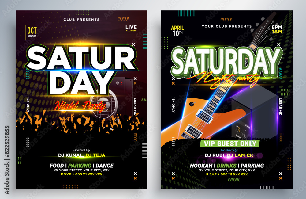 Night dance party music night poster template. Electro style concert ...