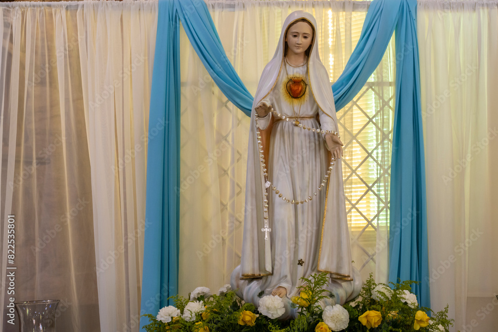 Statue of the image of Our Lady of Fatima, mother of God in the ...