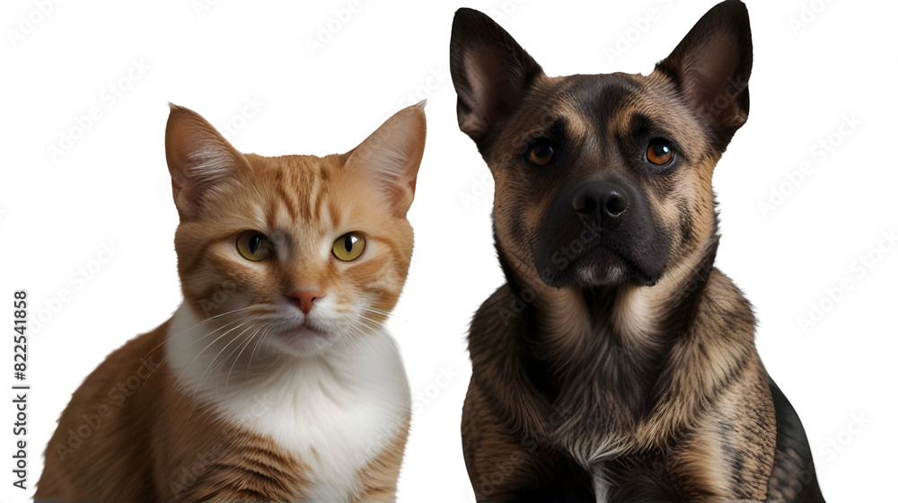 Cat and Dog Side by Side Isolated on a Transparent Background,pet ...