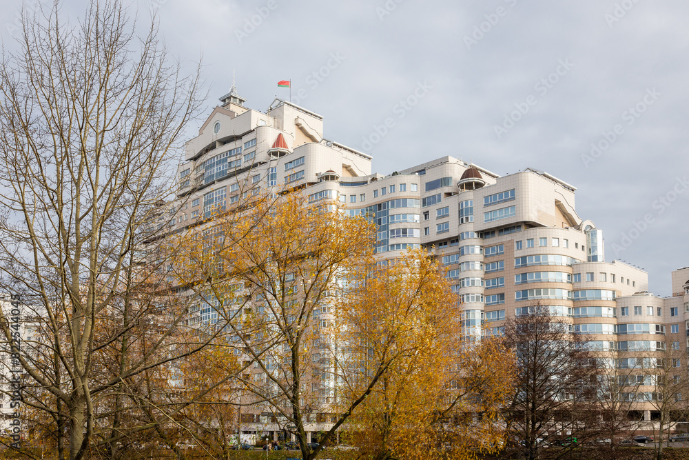 Residential building in massive geometric brutalist (soviet ...