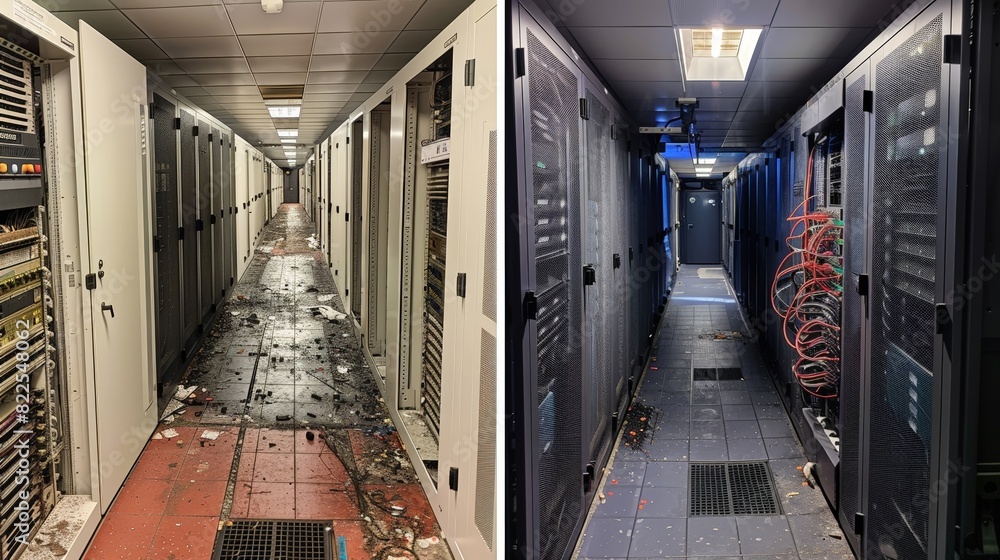 A before-and-after comparison showing the transition from outdated ...