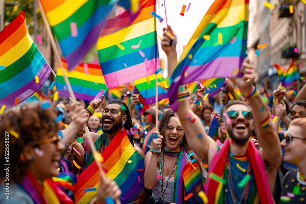 Embracing Diversity: Colorful LGBTQ+ Pride Parade with Multicultural ...