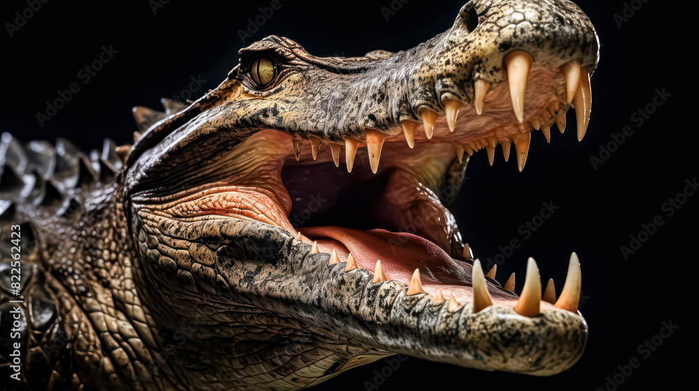 An alligator bares its teeth in a powerful display, showcasing its ...