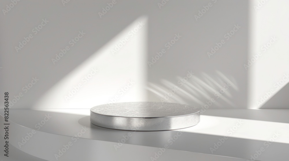 Podium silver metal platform 3D stage pedestal stand background product ...