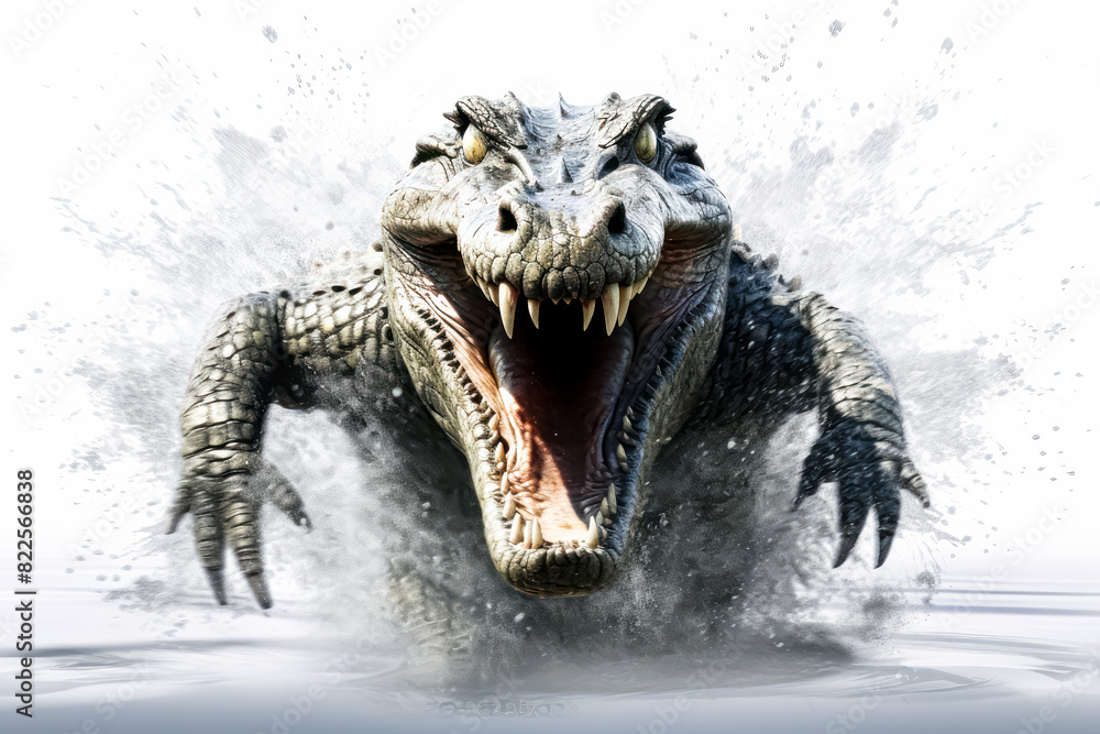 An alligator bares its teeth in a powerful display, showcasing its ...
