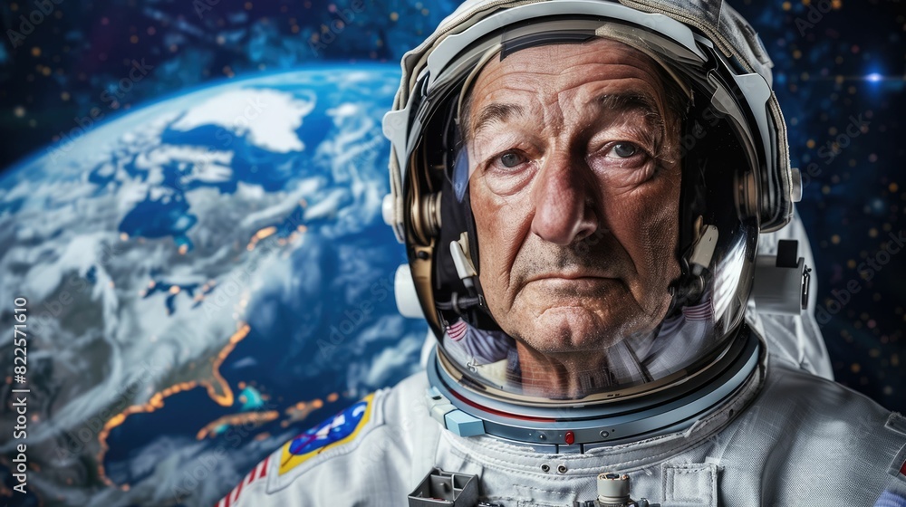 The picture of the astronaut flying in the space with the earth ...