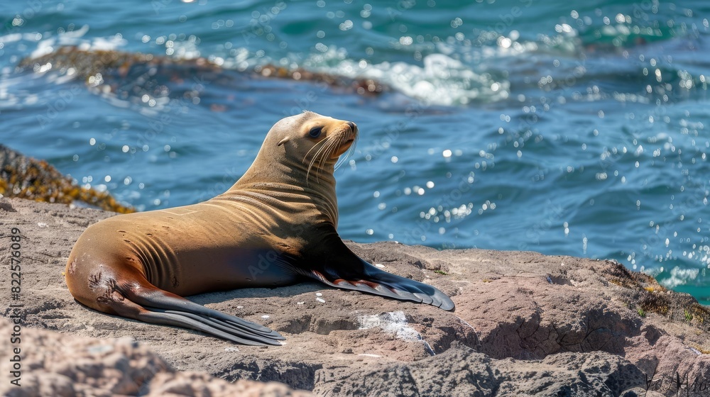 california sea lion basking in the sun on the shores of baja california ...