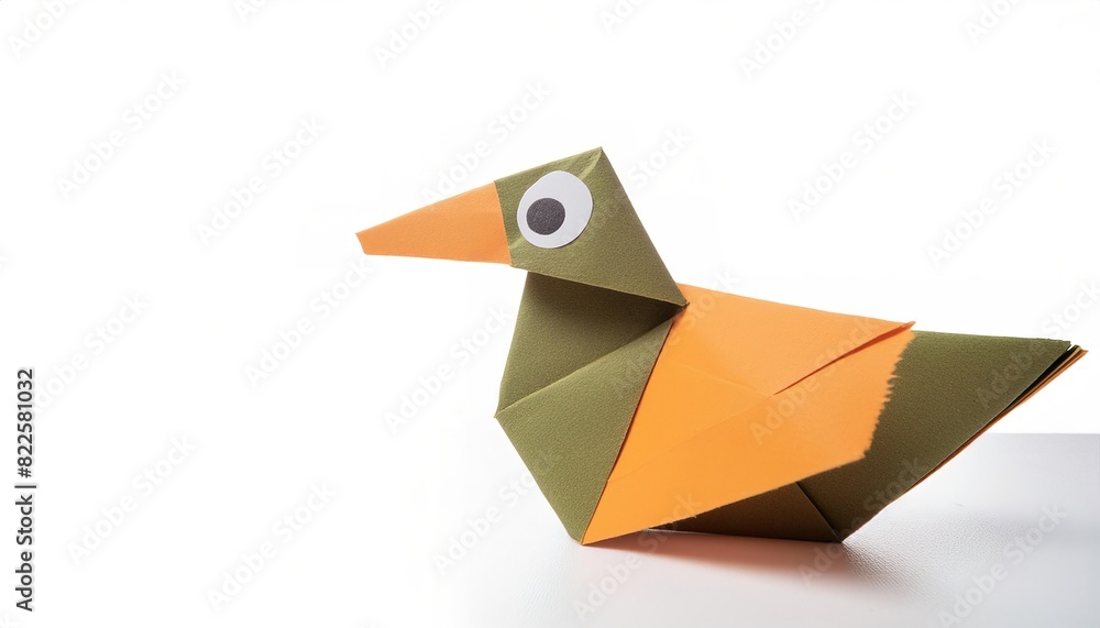 Animal concept paper origami isolated on white background of a duck ...