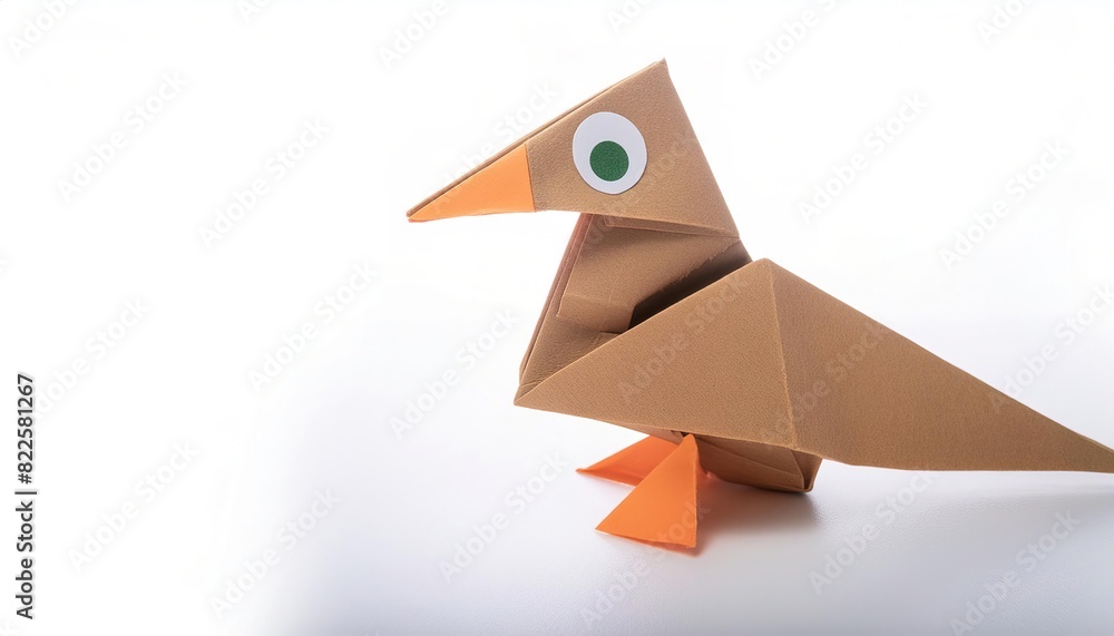 Animal concept paper origami isolated on white background of a duck ...