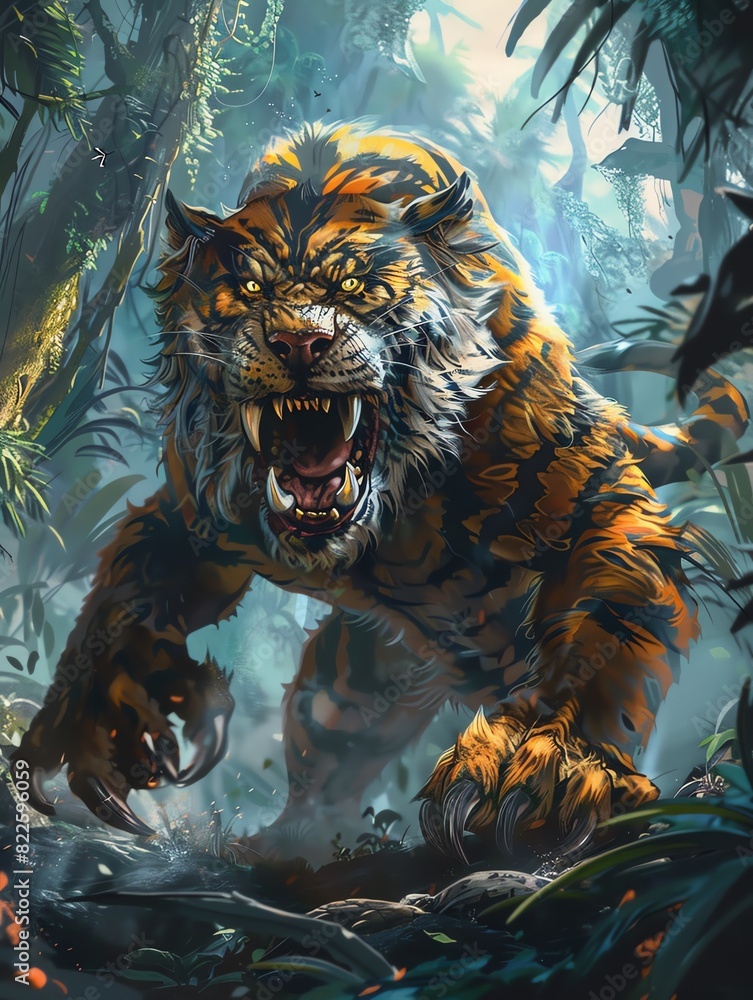 Rakshasa Depict a Rakshasa with its fearsome fangs and tigerlike ...