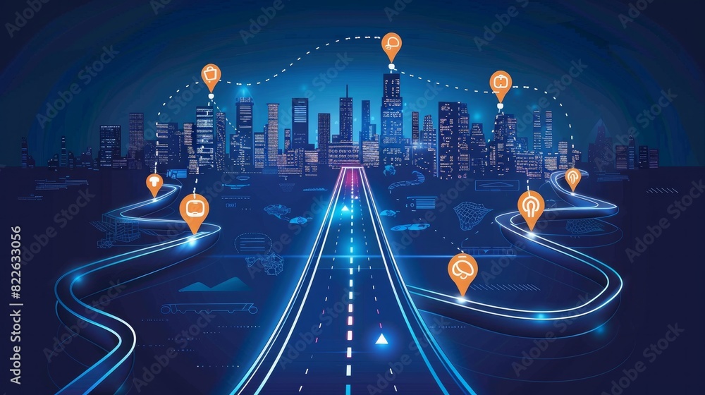 Business road map timeline infographic city designed for abstract ...
