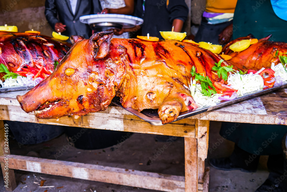 chancho al horno plato típico peruano Stock Photo | Adobe Stock