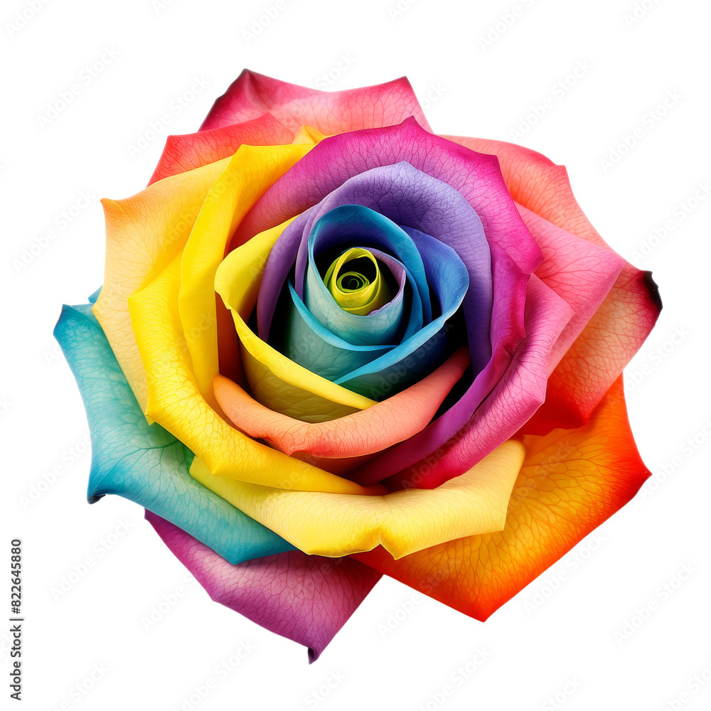 Rainbow rose isolated on transparent background, png, cut out. Stock ...