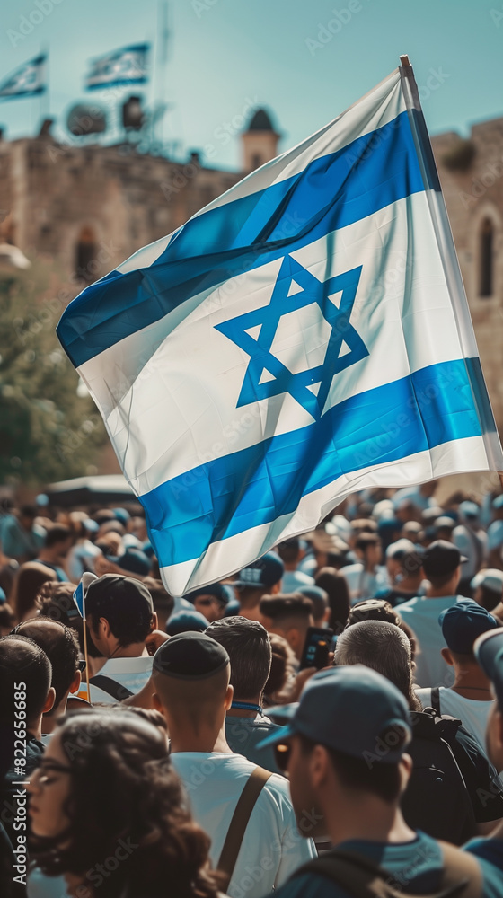 Vibrant gathering of young israeli people standing together, proudly ...