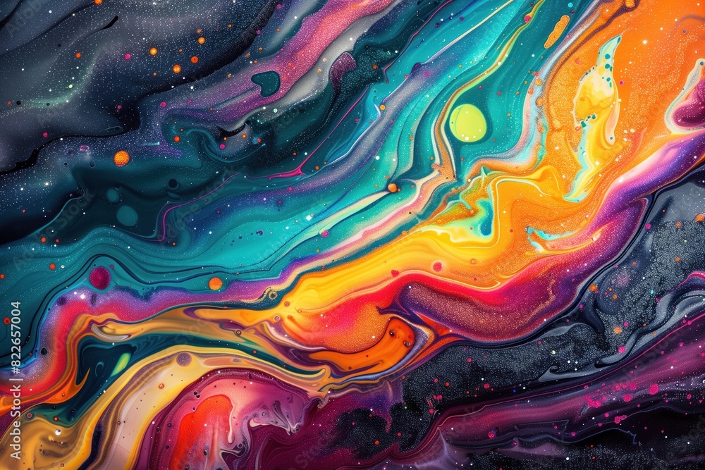 Remarkable vibrant abstract modern artwork. Unique liquid swirly paint ...