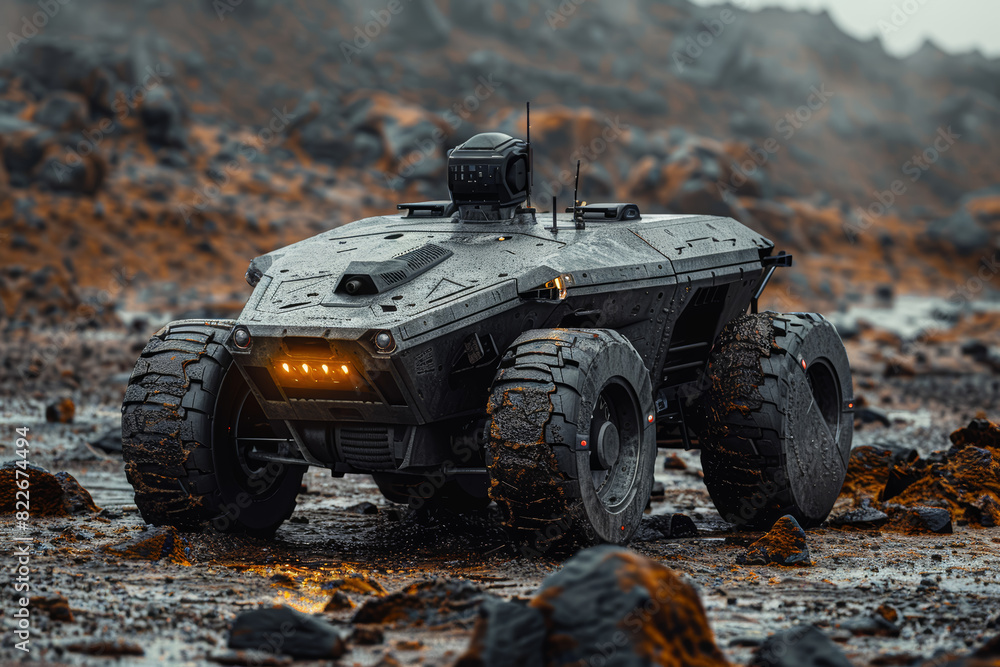 Unmanned ground vehicle equipped with remote-controlled weaponry ...