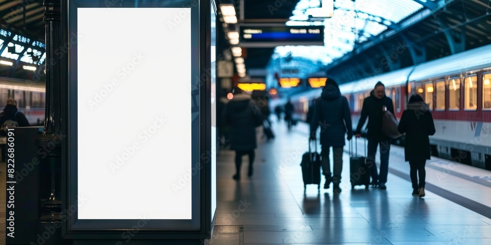 Mock up. Vertical advertising billboard, lightbox with empty digital ...