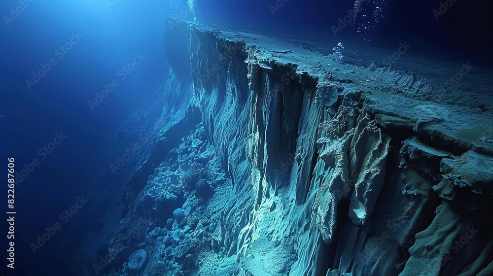 An underwater view of the MidAtlantic Ridge, where tectonic plates are ...