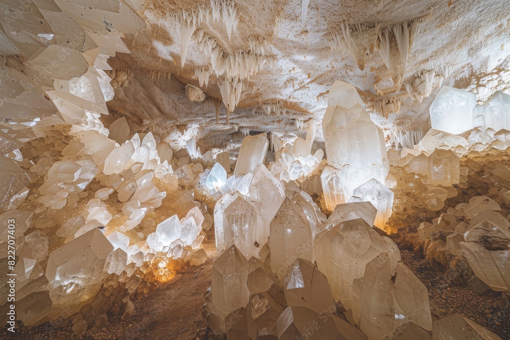 The cave's ceiling and floor are encrusted with giant selenite crystals ...