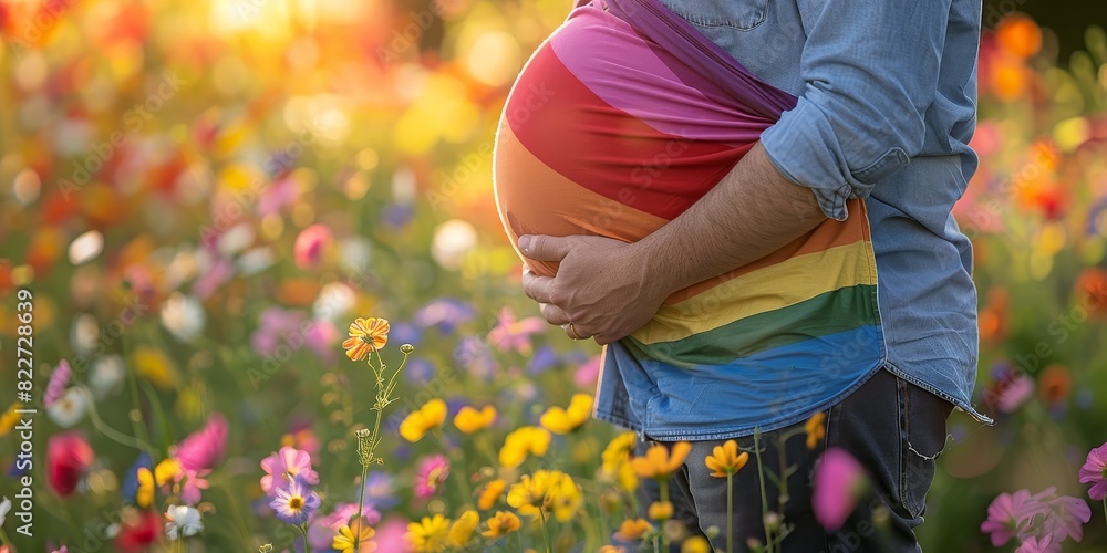 Inclusive pregnancy. Expectant heavily pregnant transgender man ...