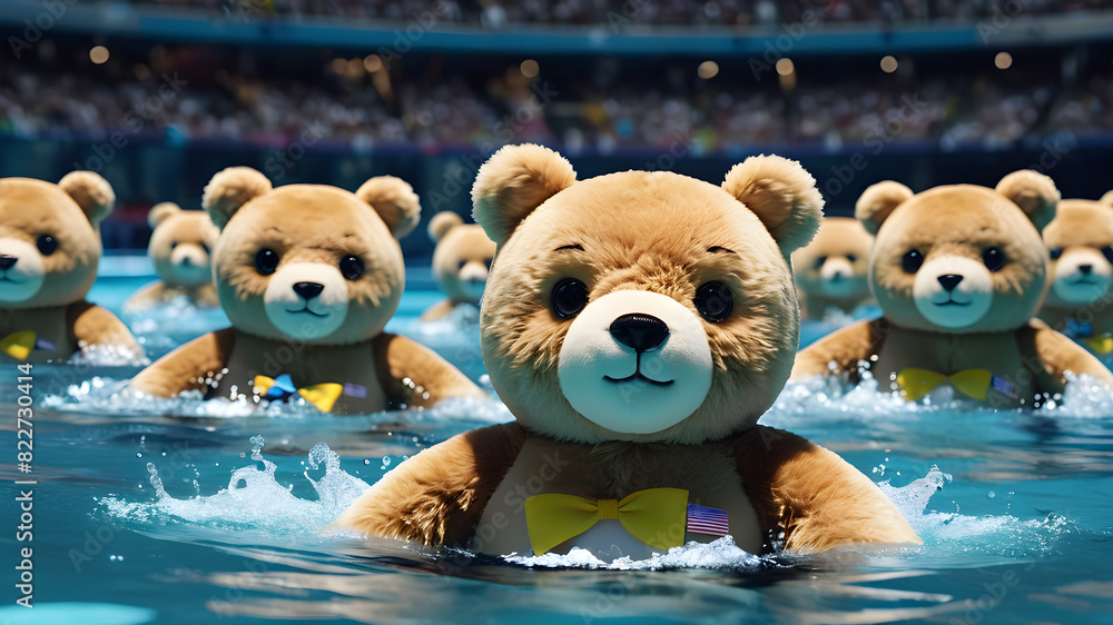 Teddy bears swimming the 400m butterfly event at the Olympics ...