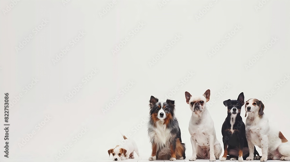 Group of cute pets on white background Banner design : Generative AI ...