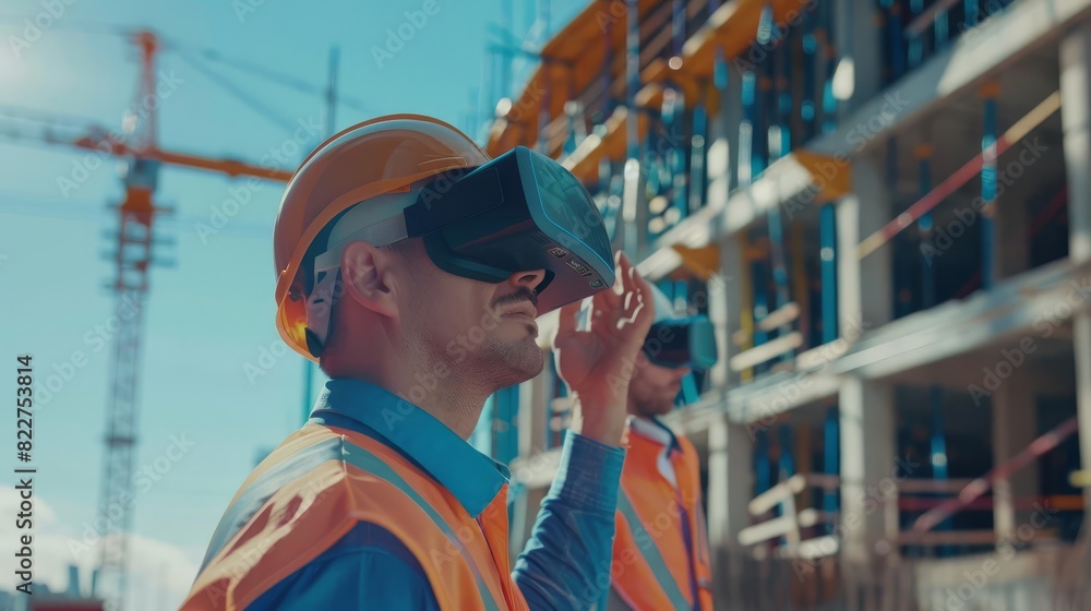 Blue collar construction workers using augmented reality for building ...