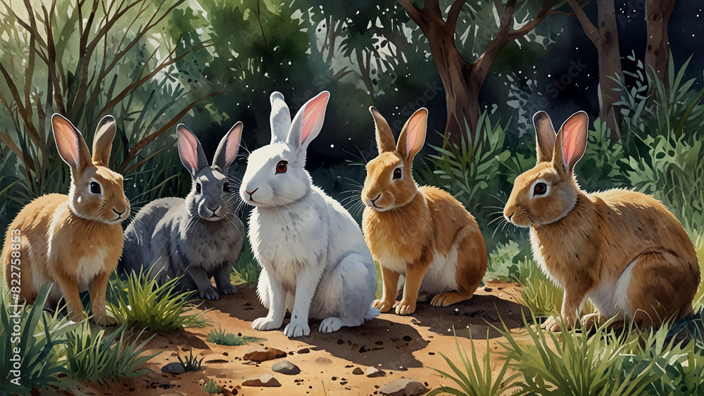 Watercolor painting: The introduction of rabbits in Australia, their ... Watercolor painting: The introduction of rabbits in Australia, their ...