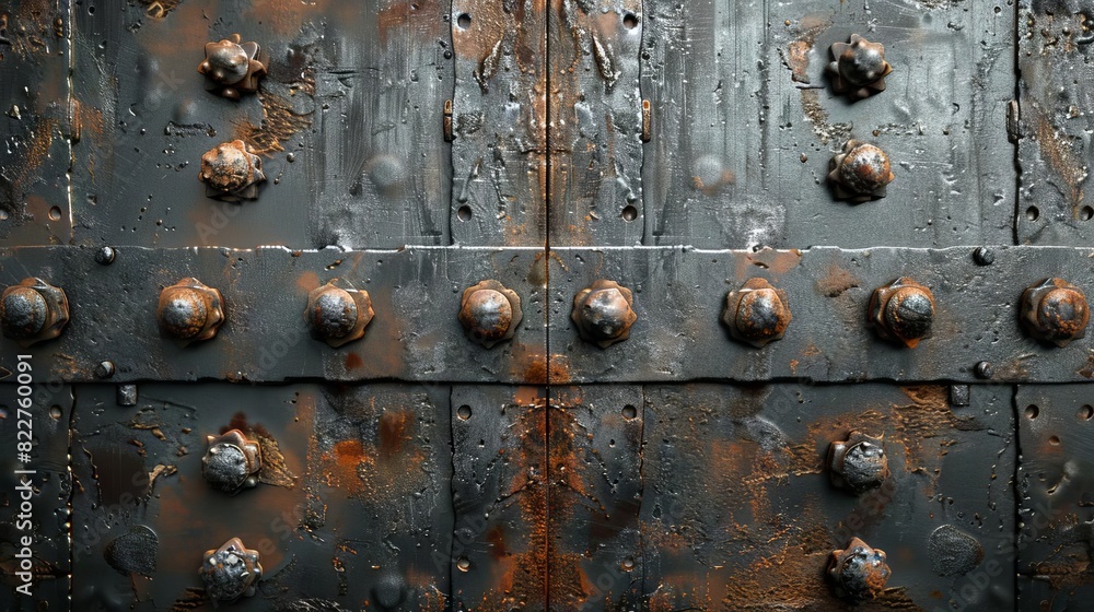 gritty industrial metal background with rusted bolts and worn textures ...