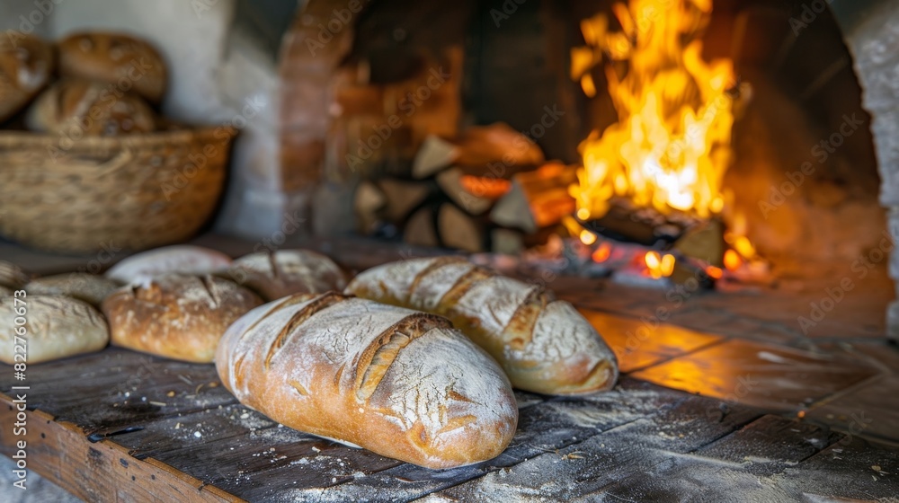 A rustic homemade bread oven with a roaring fire ready to bake fresh ...