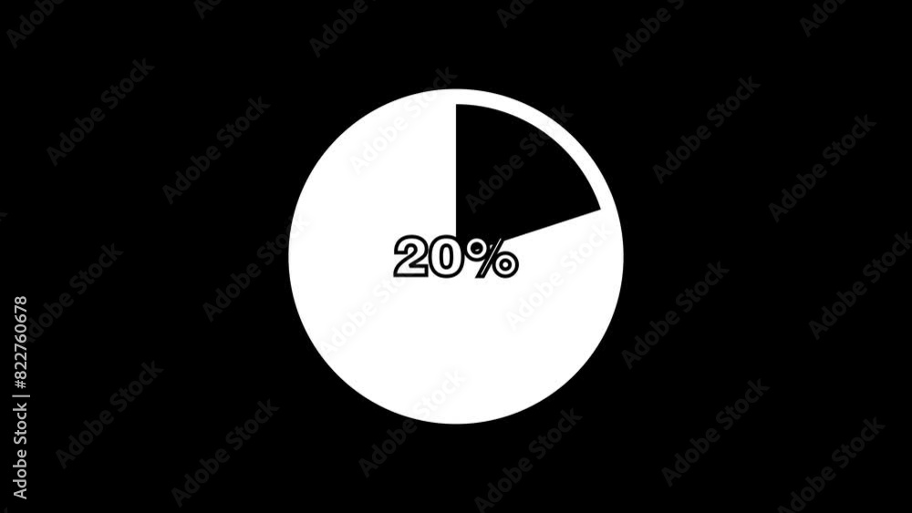 20% Pie Chart Percentage Animation, 0 to 20% circle round donut chart ...
