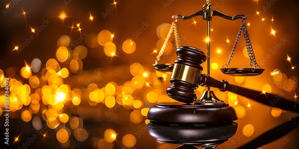 Honoring International Human Rights Day with legal symbols such as gavels and scales. Concept ...