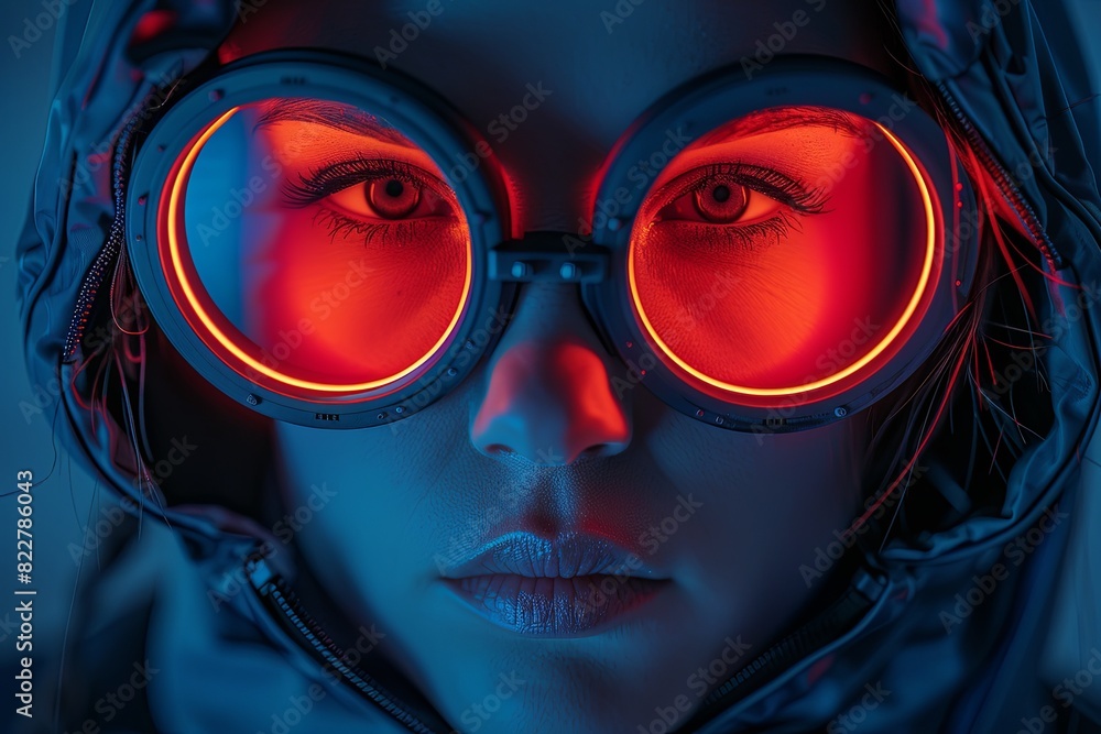Rebellious Cyberpunk Stare: A Digital Manifesto Stock Illustration ...