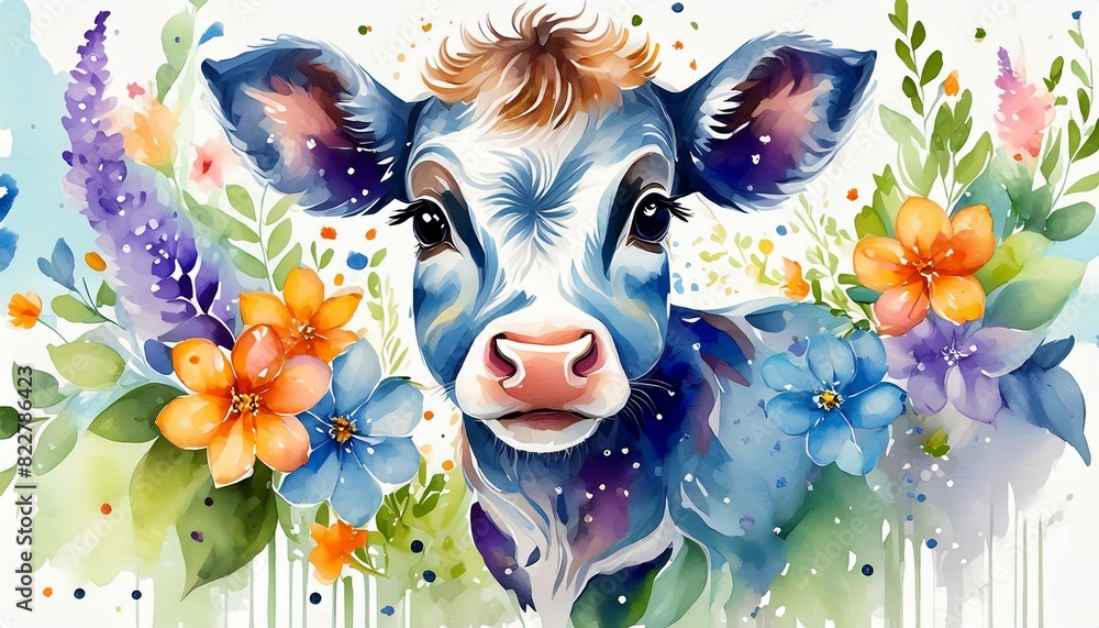 watercolor baby cow clipart for graphic resources Stock Illustration ...