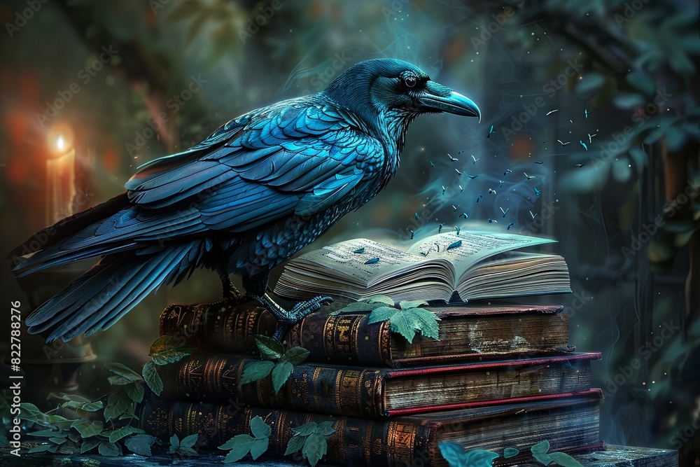 Academic Raven Presenting Research Notes Digital Artwork Stock ...