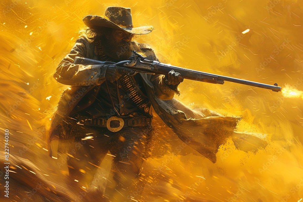 Bounty Hunter Fury: Dynamic Wild West Rifle Chase with Motion Blur ...