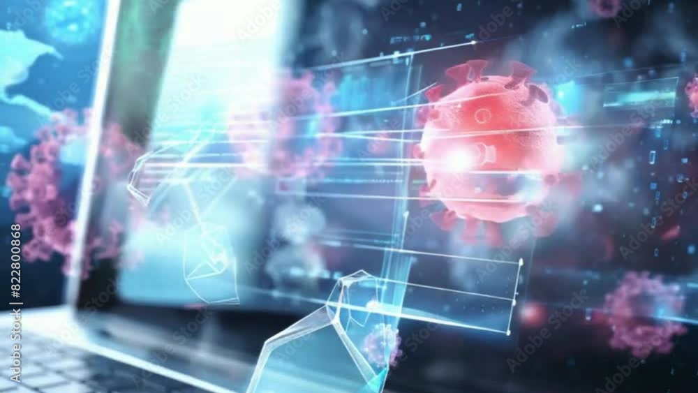 Attacks with viruses on laptops and computer screens in the area of ...