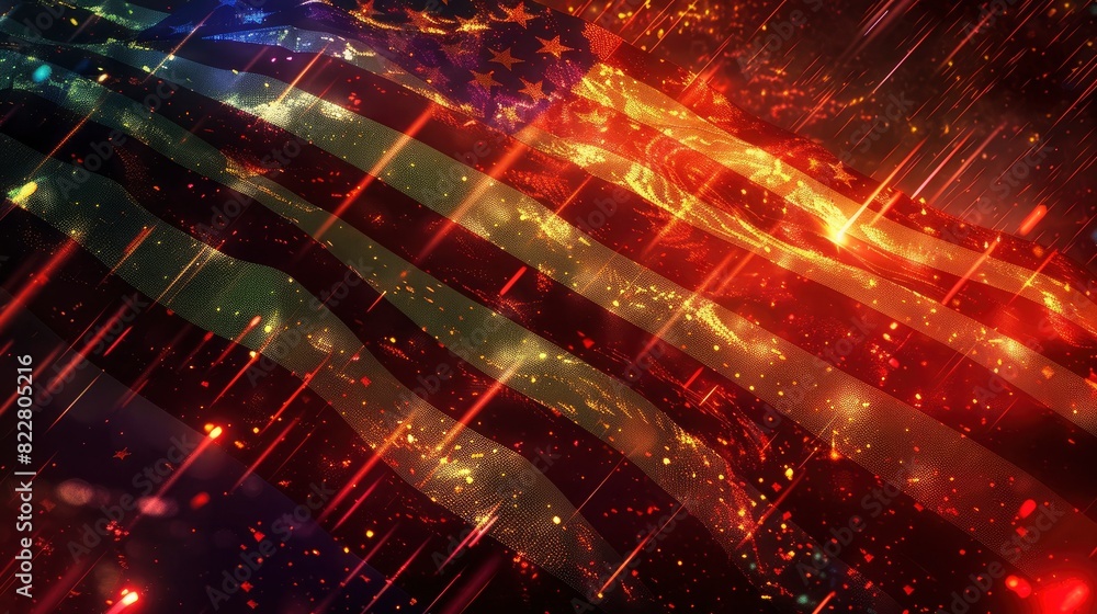 American Flag, American equality, luminous fantasy illustrations with ...