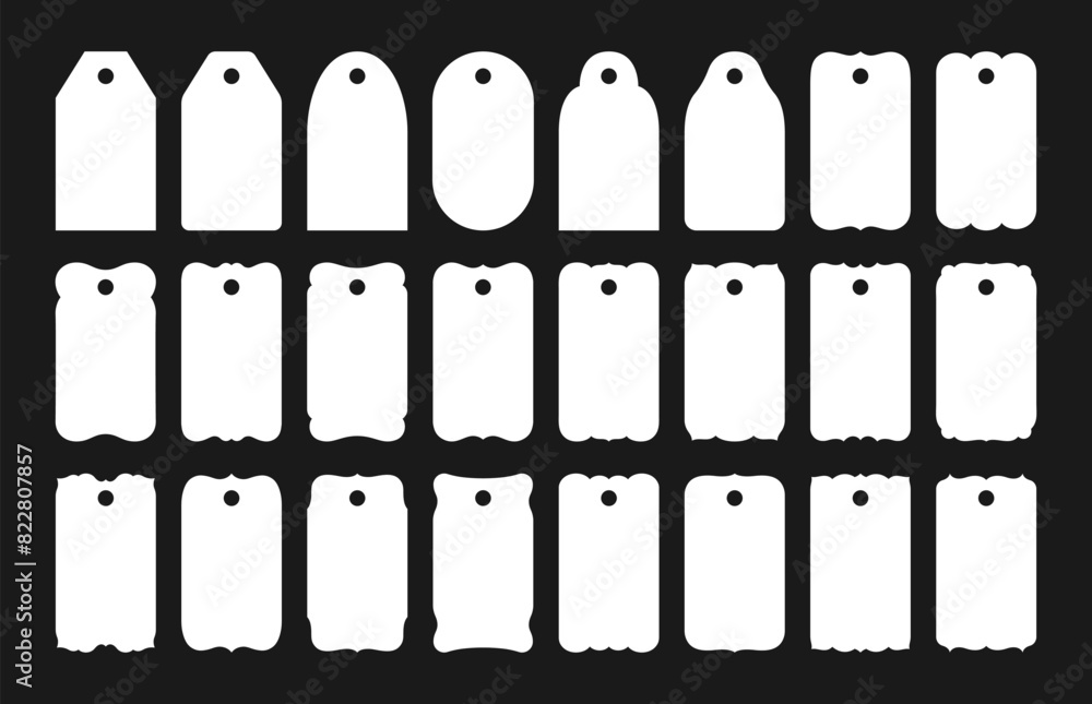 Price or gift tags vintage set. Empty template paper labels. Blank ...