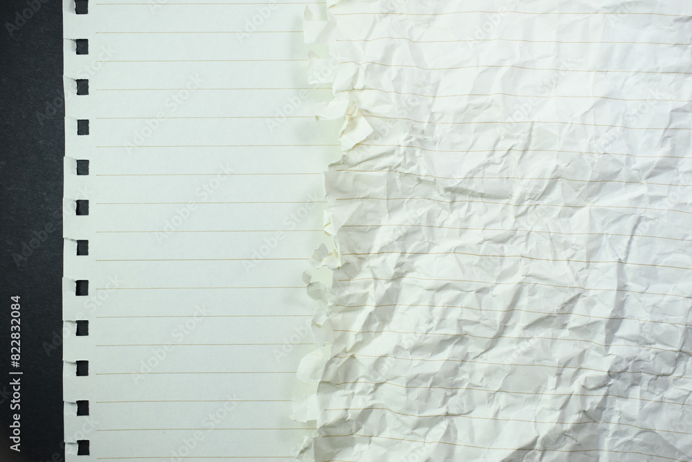 crumpled line paper texture background, blank sheet notebook Stock ...