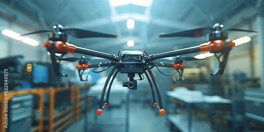 Aerial Drone Manufacturing Facility: Displaying a factory where drones ...