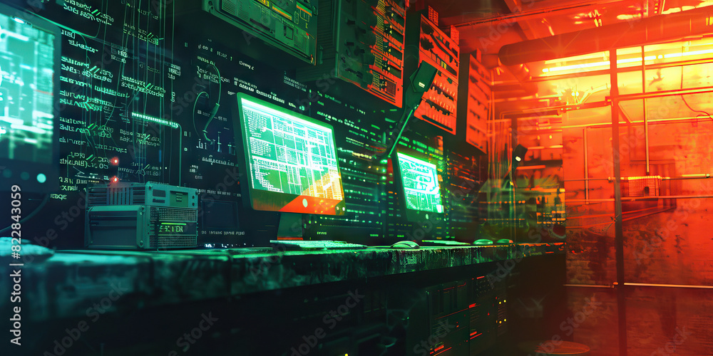 Underground Hacker Hideout Displaying A Hidden Base Where Hackers