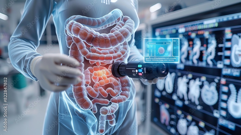 Advanced medical technology showcasing a doctor examining a 3D ...