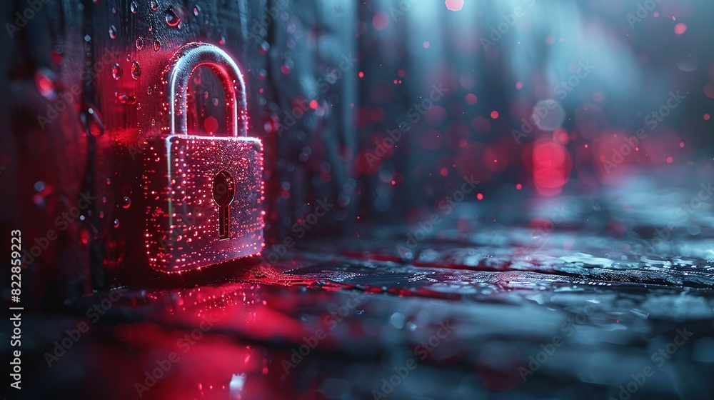 Digital image of the lock. The concept of aesthetic security. Big data ...